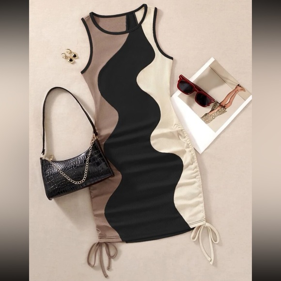 Dresses | Draw String Side Color Block Body Con Tank Dress | Poshmark